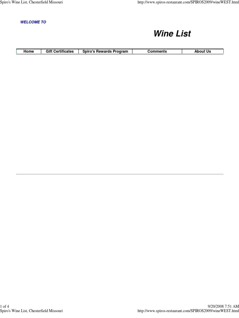 Wine List Menu | PDF | Wine | Phenolic Content In Wine