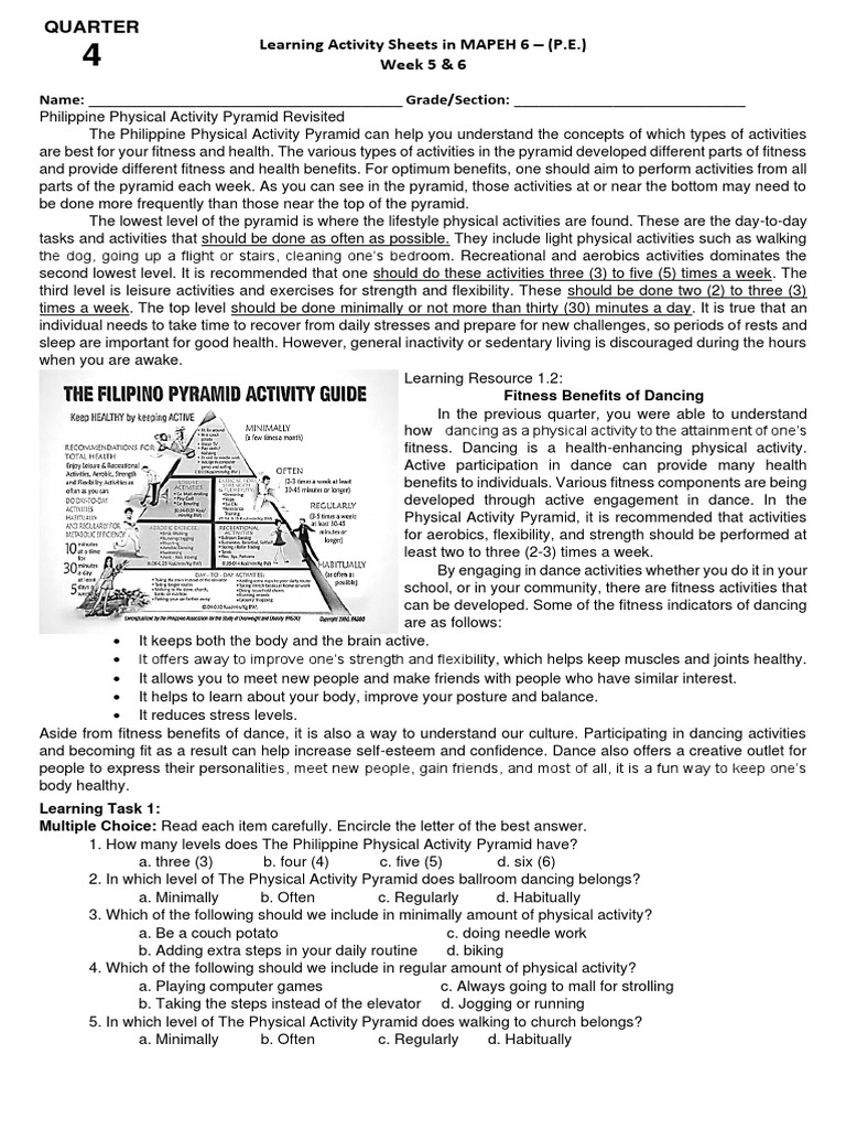 Q4-LAS-in-MAPEH 6 - PE. WK 5 & 6 | PDF | Physical Fitness | Health Sciences