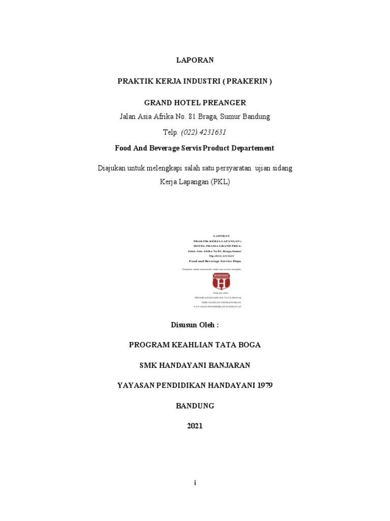 Laporan PKL 22 Preanger Revisi | PDF