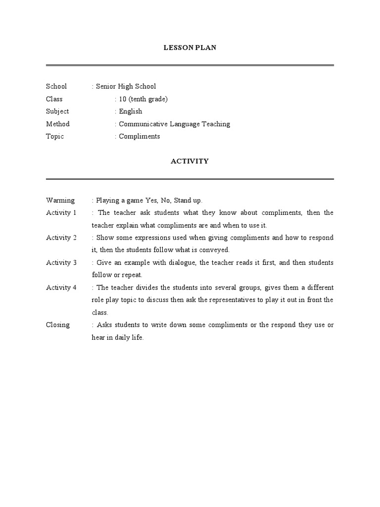 Lesson Plan Tefl | PDF