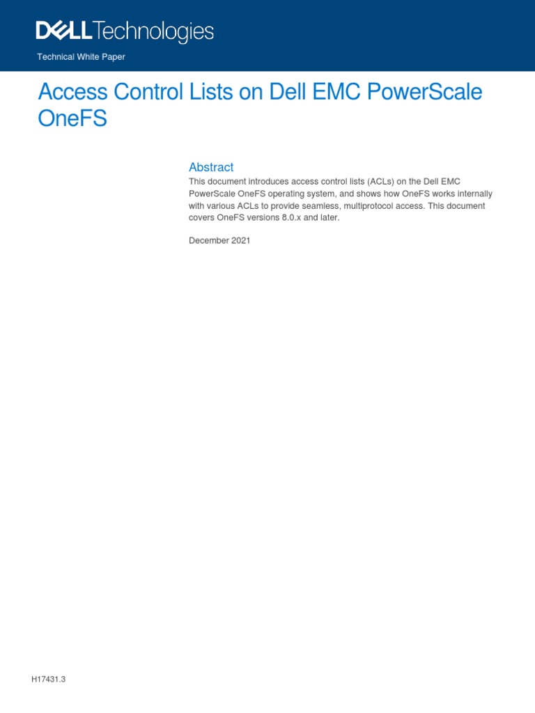 h17431 WP Access Control Lists On Dell Emc Isilon Onefs | PDF ...