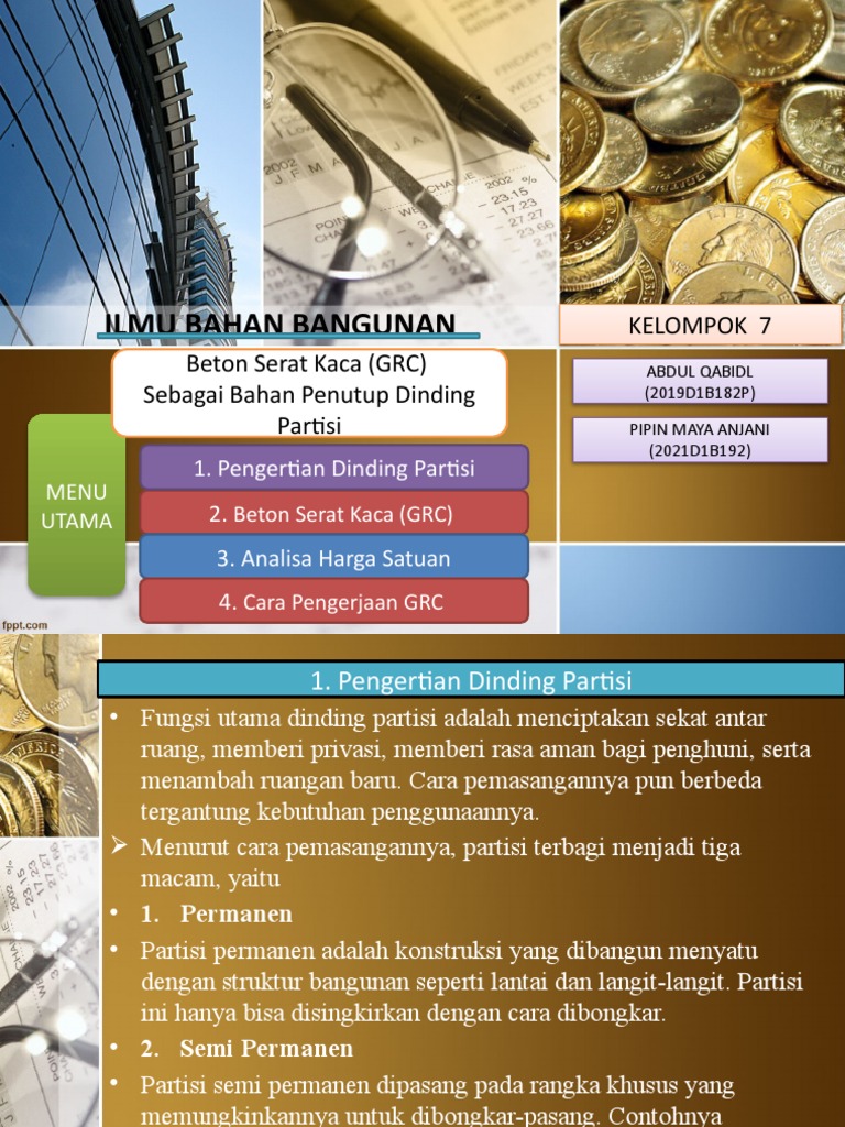 Ilmu Bahan Bangunan, Bahan Penutup Dinding Partisi GRC | PDF