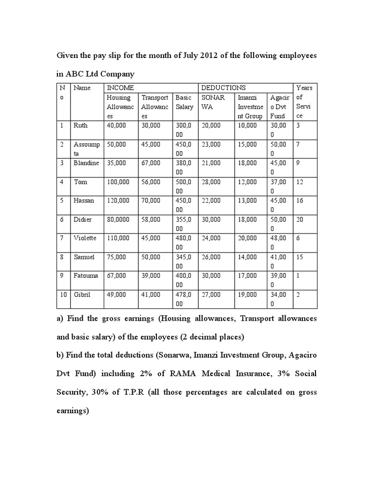 Abc Company Pay Slip | PDF | Payments | Personal Finance