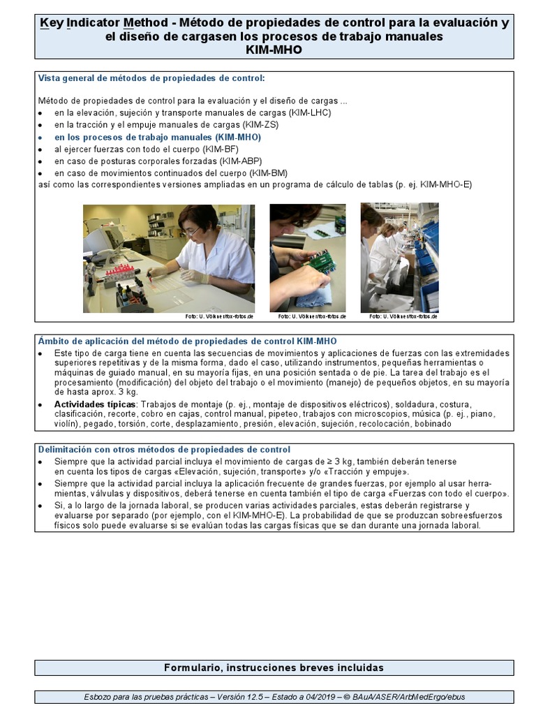KIM MHO Manual Handling Operations ES | PDF | Evaluación | Probabilidad