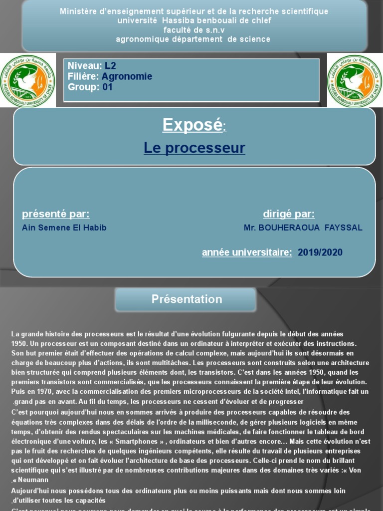 Exposé D'informatique | PDF | Processeur | Micro-systèmes avancés