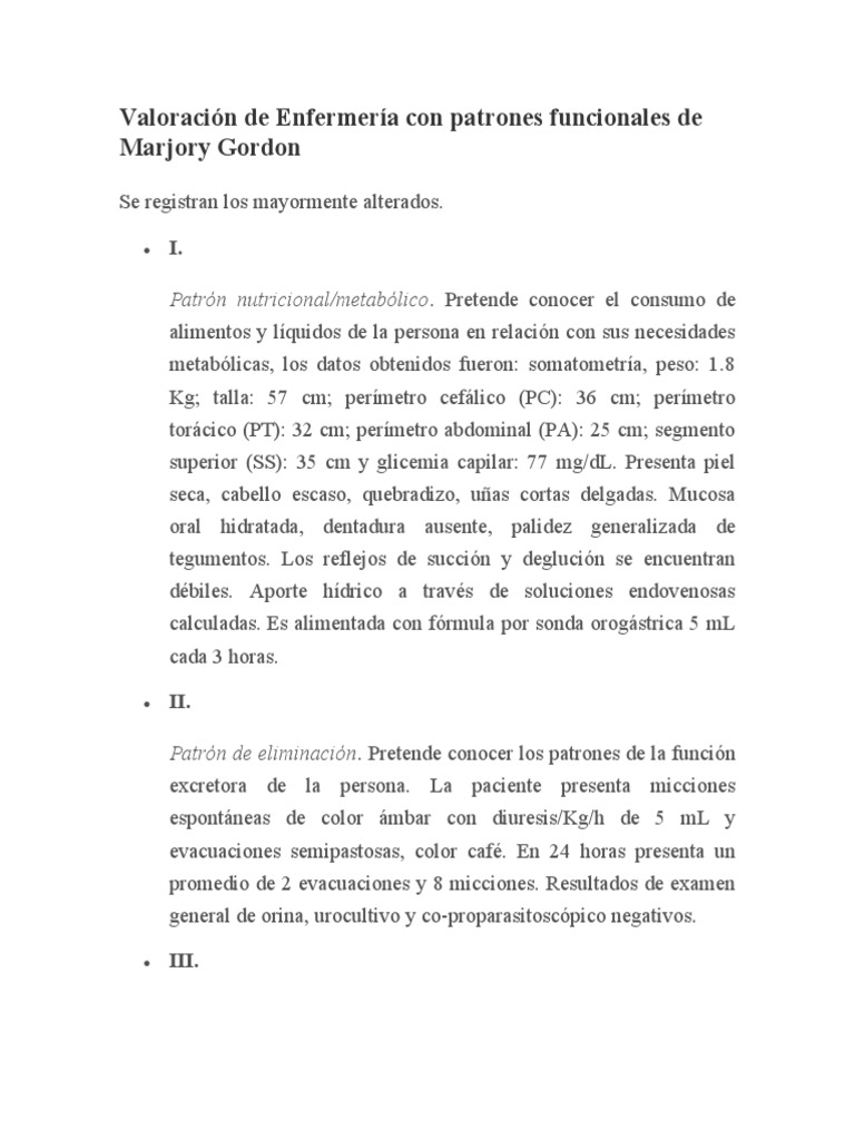 Valoración de Enfermería con patrones funcionales de Marjory Gordon | PDF | Sistema respiratorio ...