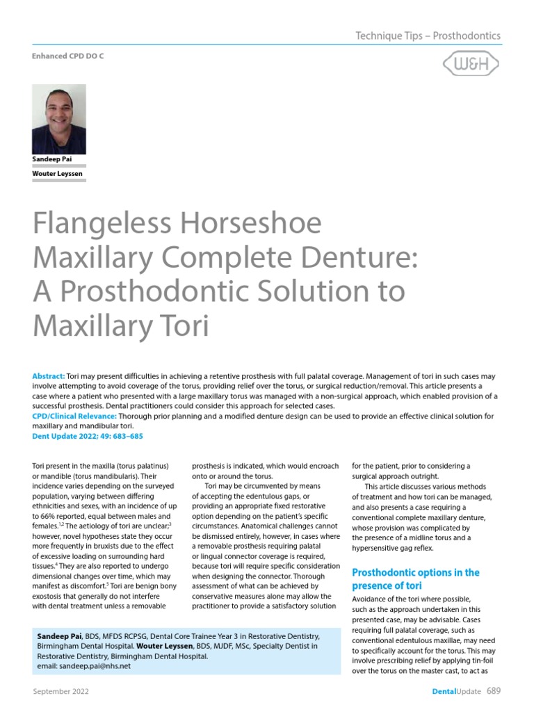 A Non-Surgical Approach to Managing a Large Maxillary Torus Through ...