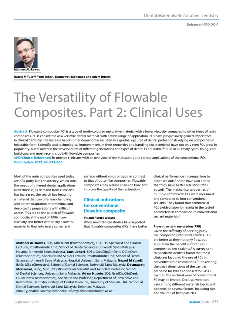 Flowable Composites: Clinical Uses | PDF | Dental Composite | Dental ...