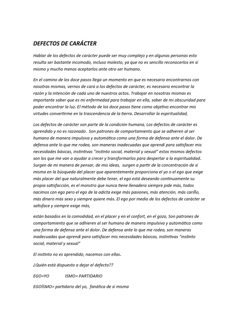 Defectos de Carácter | PDF | Orgullo | Siete pecados capitales