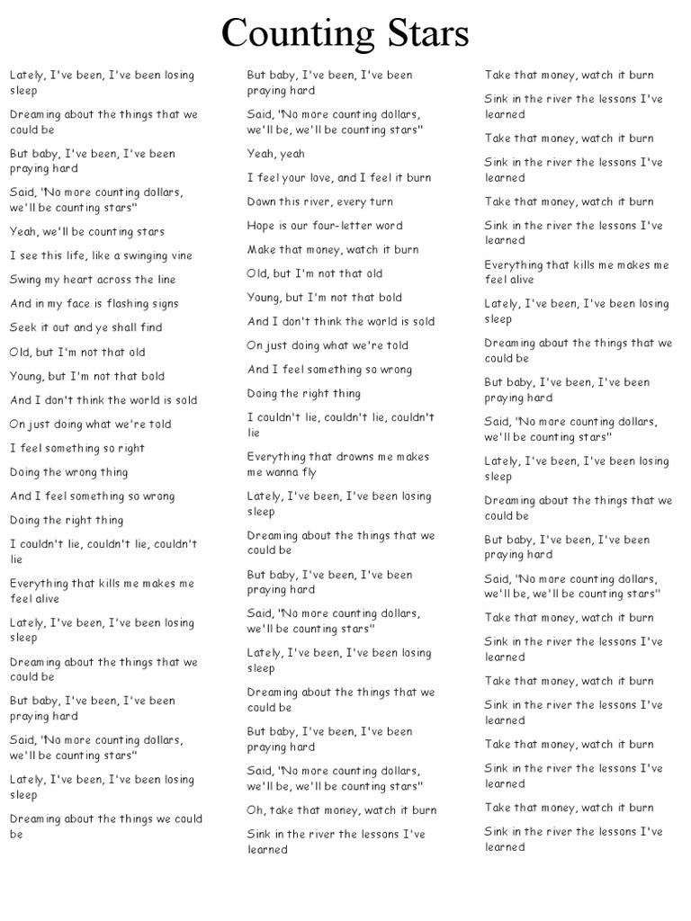 Counting Stars-Letra Spanish | PDF