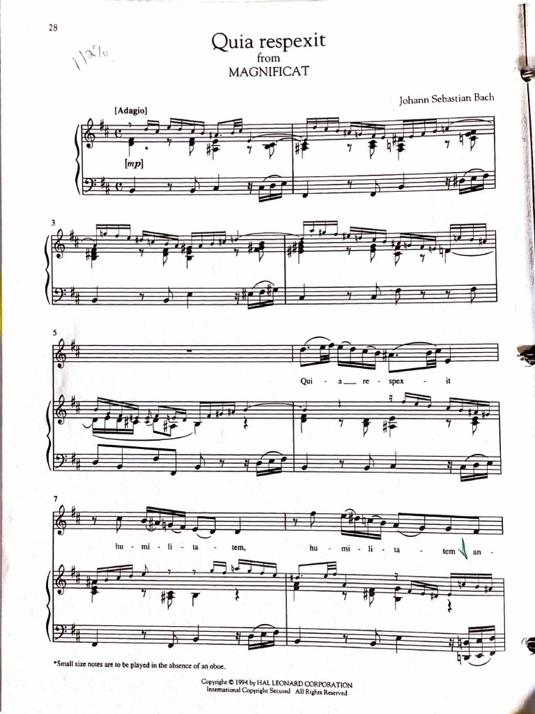 Bach Quia Respexit | PDF | Compositions | Johann Sebastian Bach