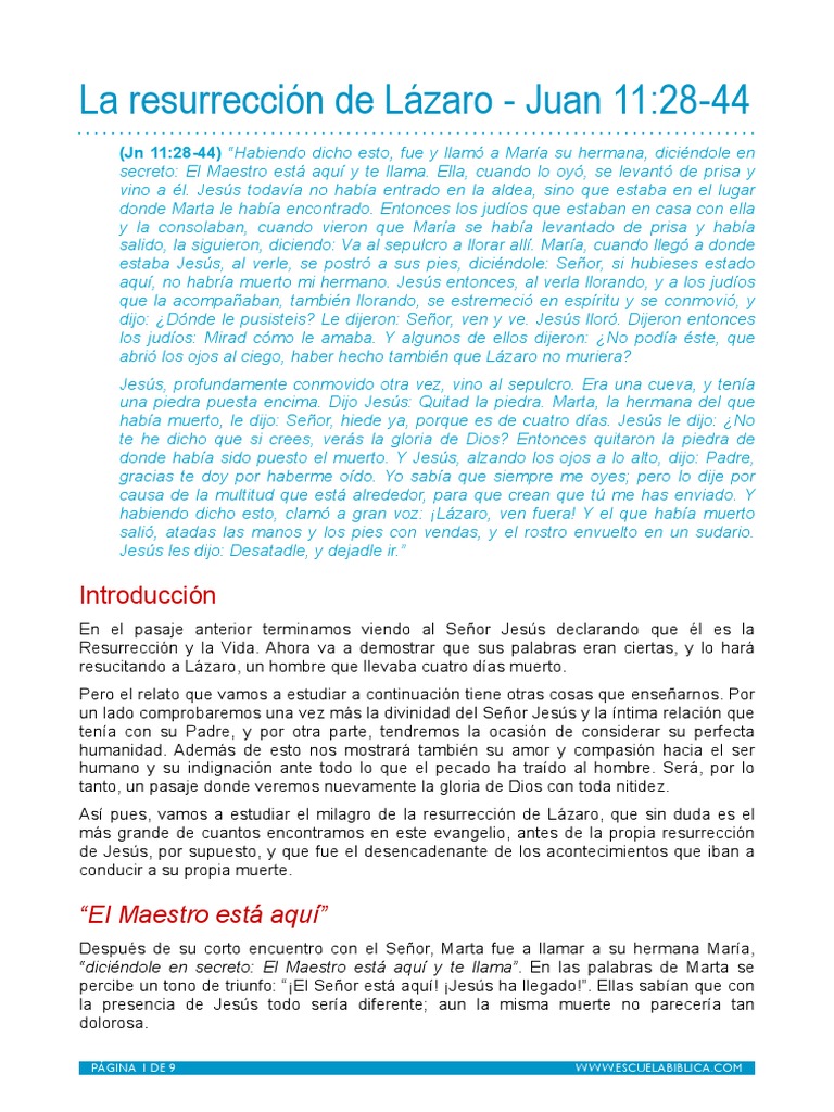 la-resurreccion-de-lazaro | PDF | Jesús | Resurrección