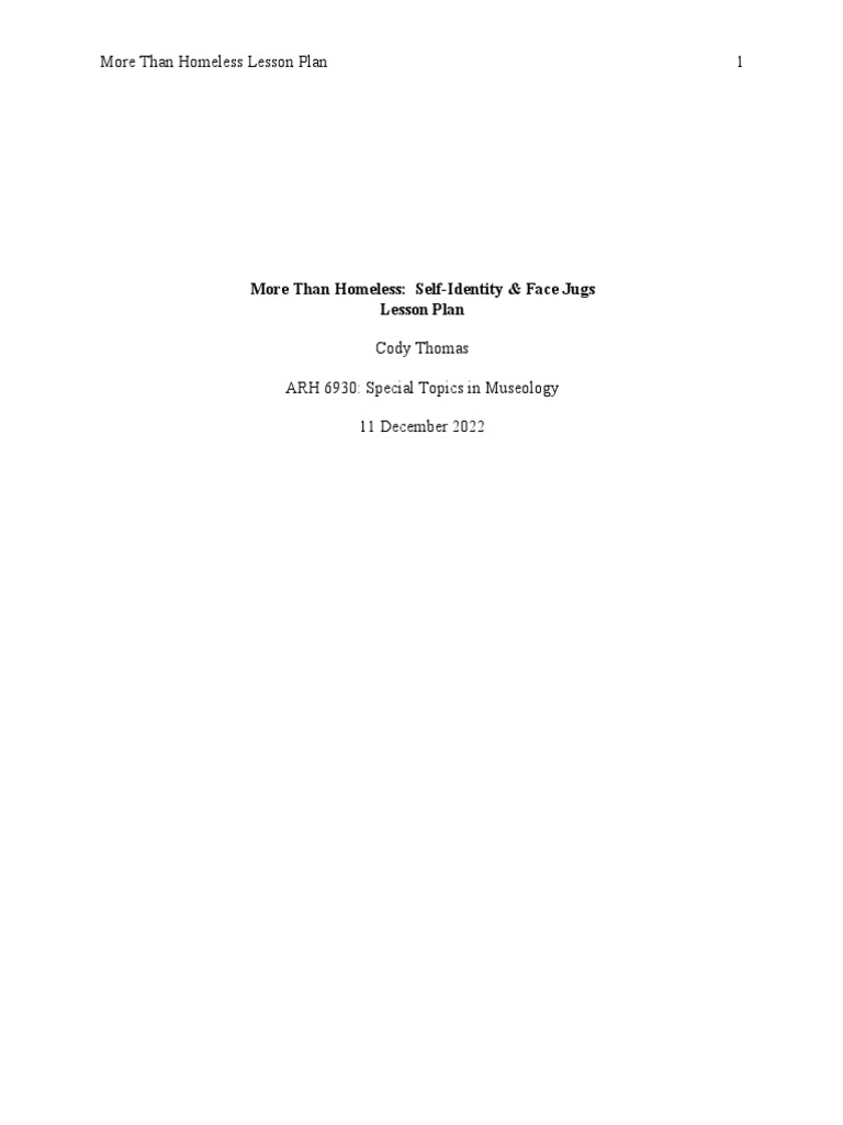 More Than Homeless Lesson Plan Cody Thomas | Download Free PDF ...
