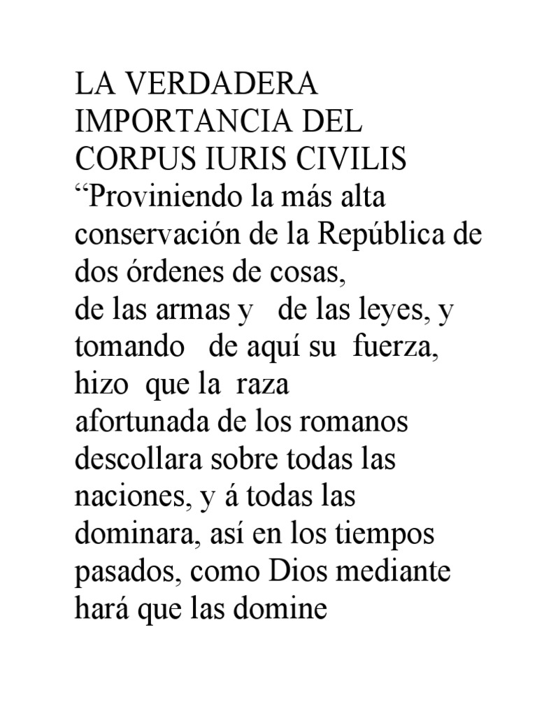 Importancia del Corpus Iuris Civilis | PDF | Ley romana | Justiniano I