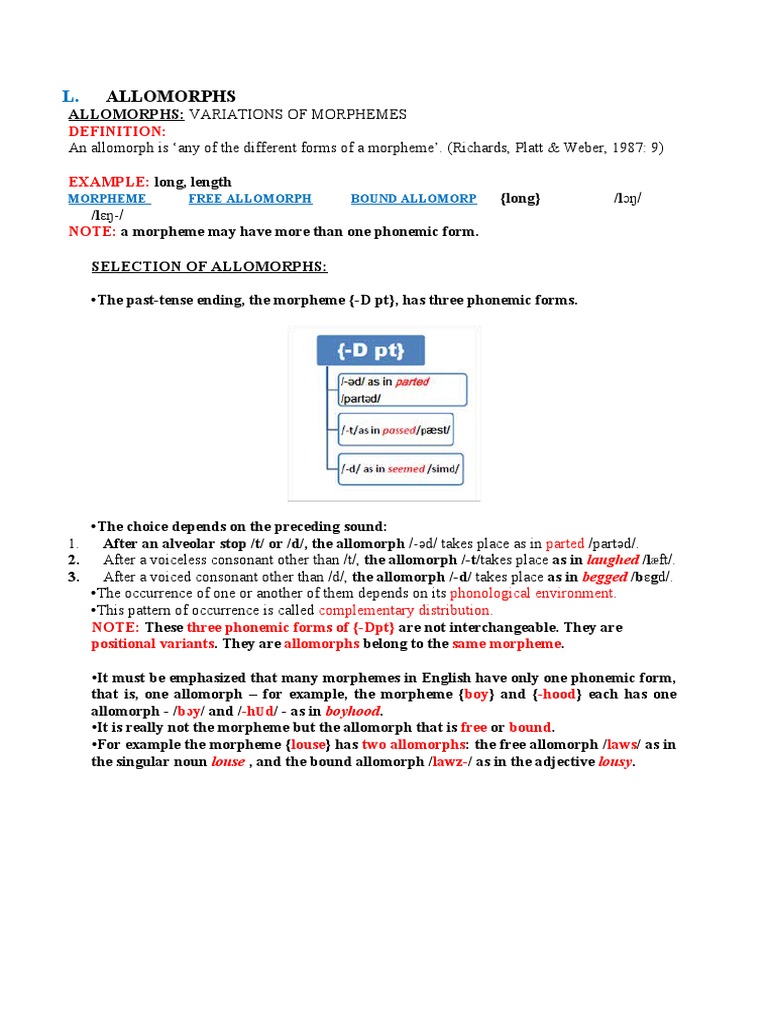 Allomorphs | PDF | Syntax | Linguistics