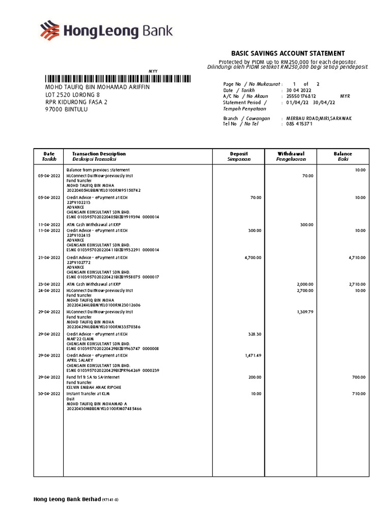 April 2022 Savings Account Statement | PDF | Financial Services ...