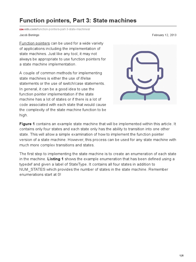 Function Pointers, Part 3 - State Machines - Jacob Beningo - EDN | PDF | Pointer (Computer ...