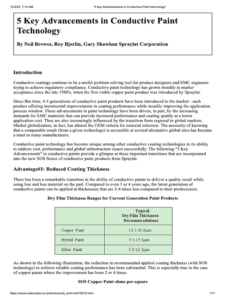 5 Keys Advancement in Conductive Paint Technology | PDF