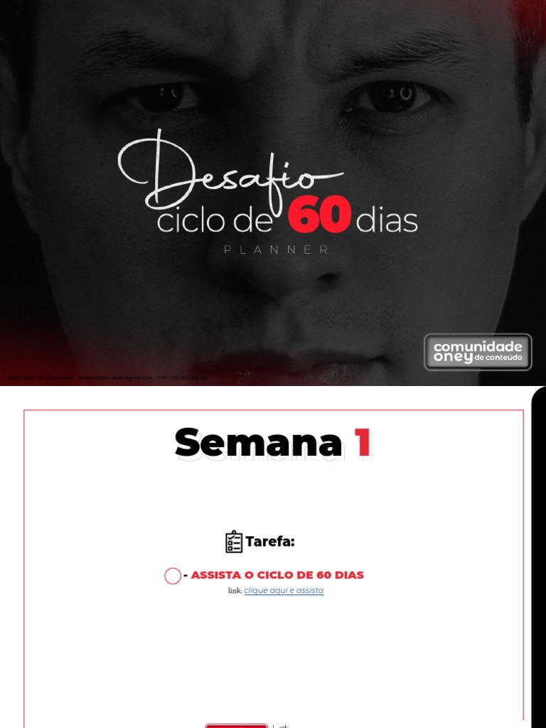 PLANNER CICLO DE 60 Dias - FASE 1 | PDF
