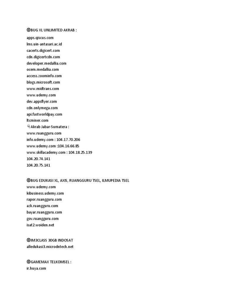 New All Bug XL Axis Telkomsel | PDF