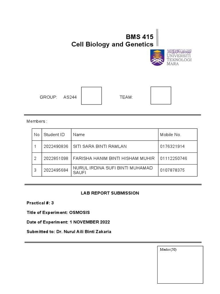 Bms415 Lab Report 4 Pdf 
