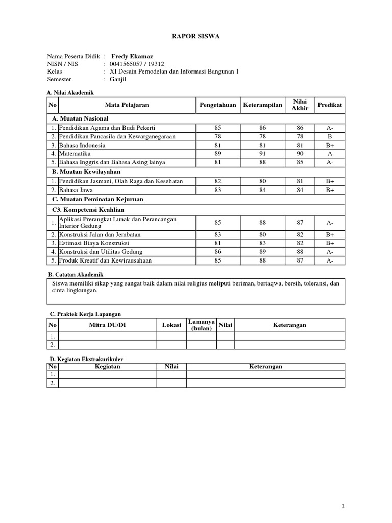 Rapor New XI DPIB 1 Smt1 - Fredy Ekamaz | PDF