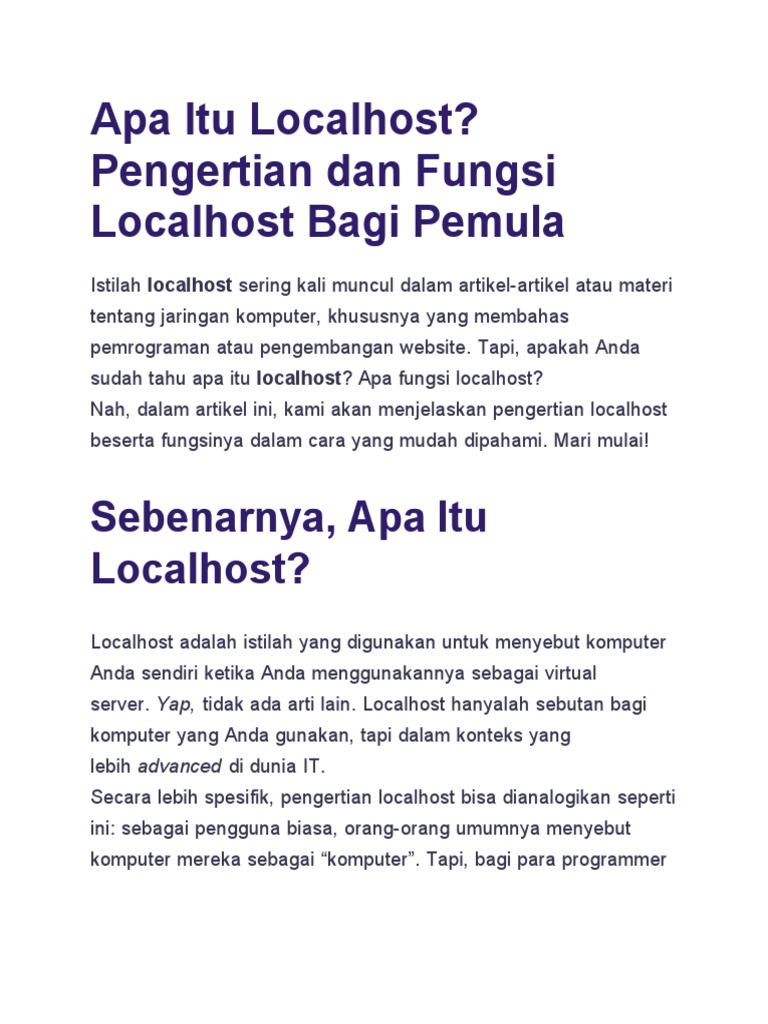 Apa Itu Localhost Pdf