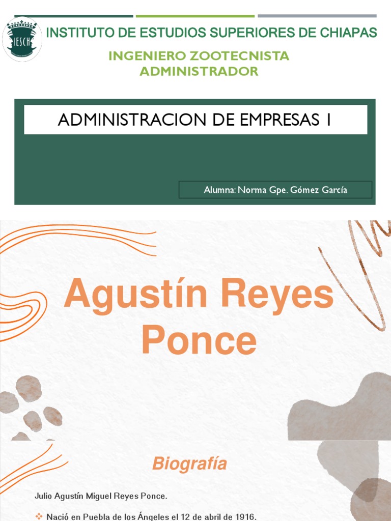 Agustín Reyes Ponce: Pionero en Administración | PDF | Relaciones personales, crianza y ...
