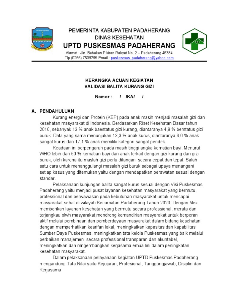 Kak Validasi Balita Kurang Gizi | PDF