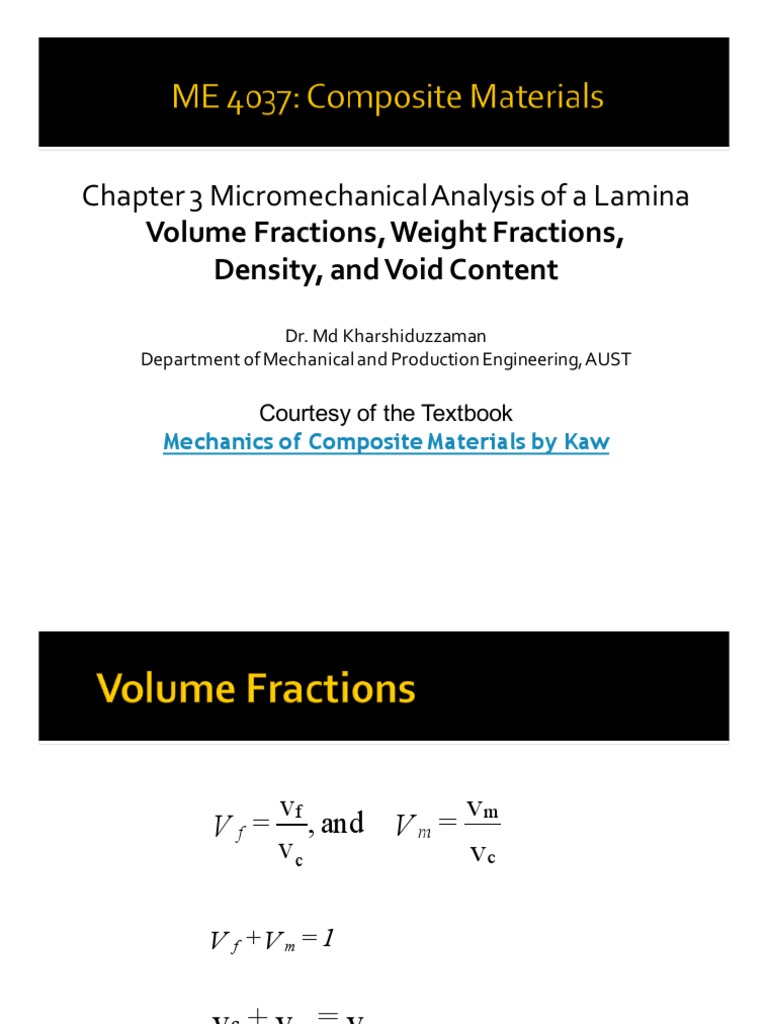 Volume - Weight Fractions - Density - Void Fraction | PDF | Strength Of ...