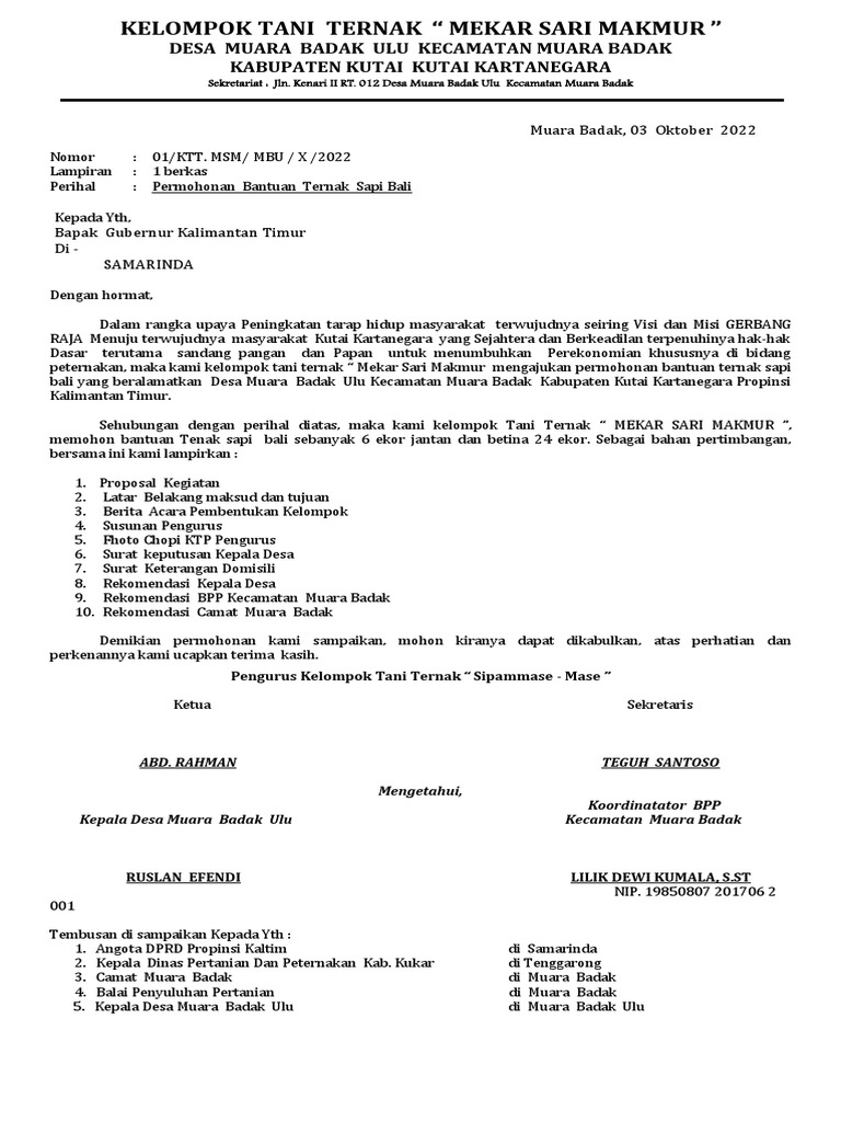 Proposal Kelompok Tani Ternak Mekar Sari Makmur | PDF