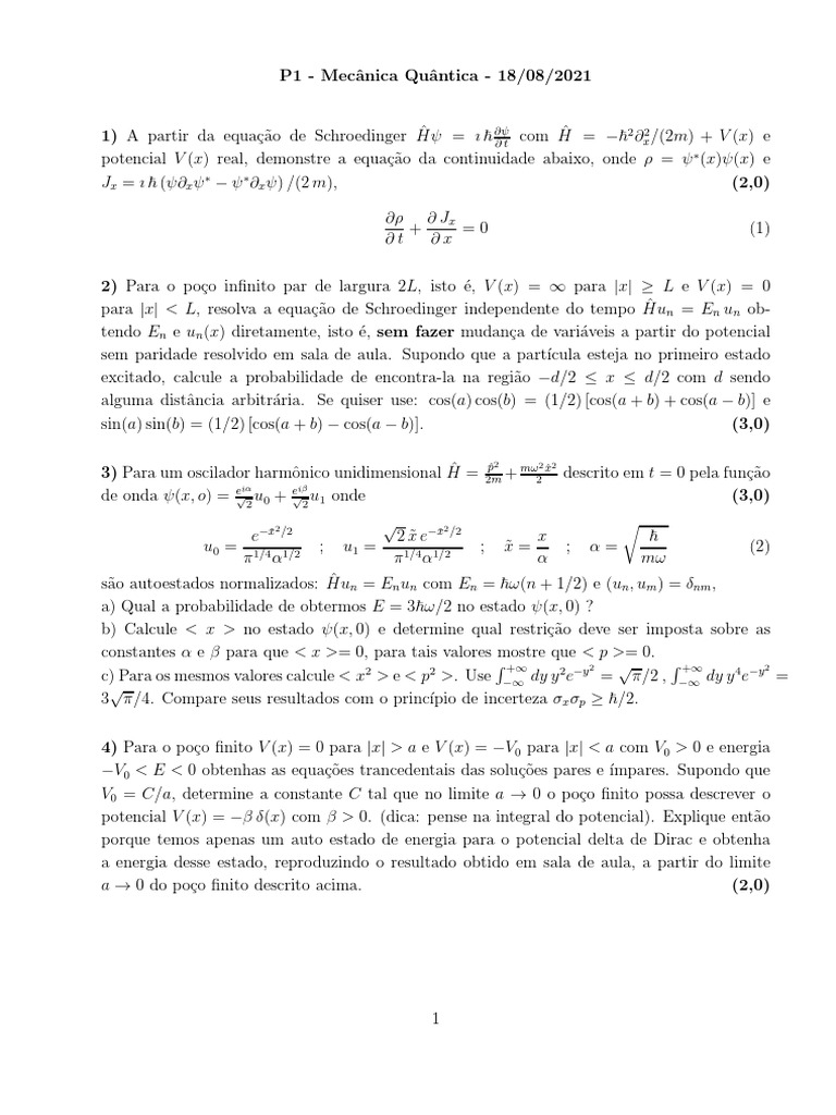 Mecanica Quantica Pdf Equação De Schrödinger Conceitos Matemáticos