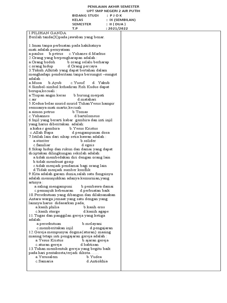 Ujian Pas KLS 9 | PDF