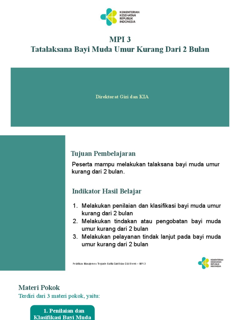 MPI 3 Tatalaksana Bayi Muda Umur Kurang Dari 2 Bulan | PDF | Kesehatan Holistik