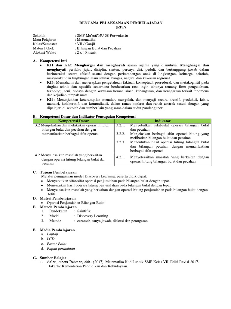 RPP Kreatif Dan Inovatif | PDF