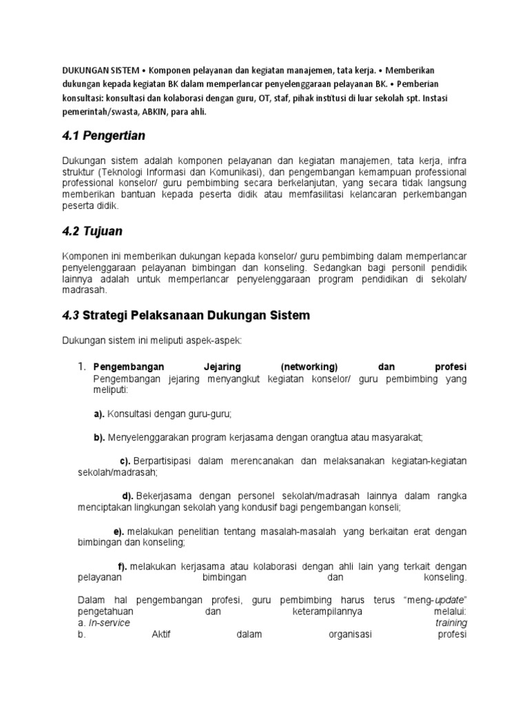Dukungan Sistem dalam Bimbingan Konseling | PDF