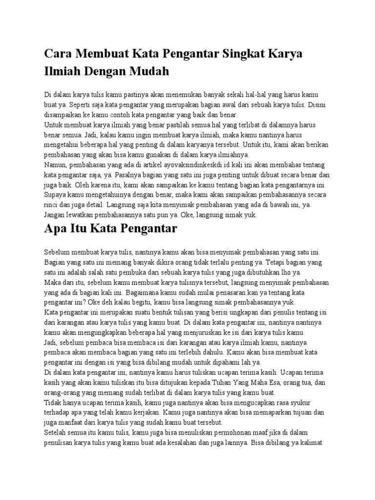 Membuat Kata Pengantar Dengan Cara Mudah Pdf