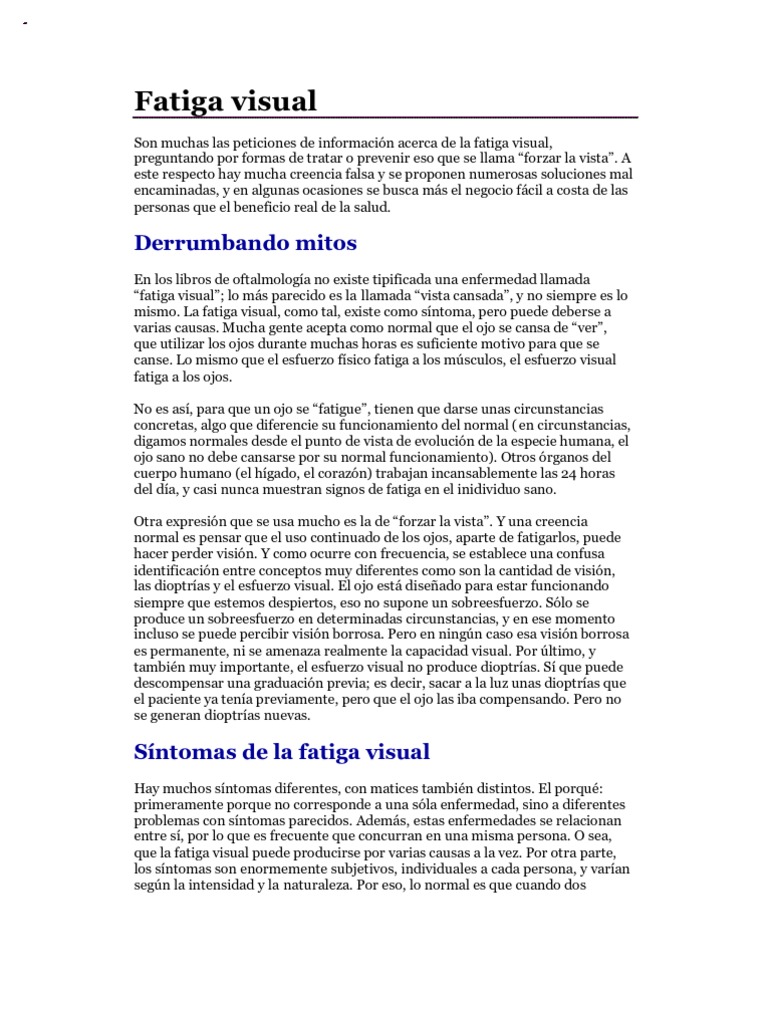 Fatiga Visual | PDF | Ojo humano | Migraña