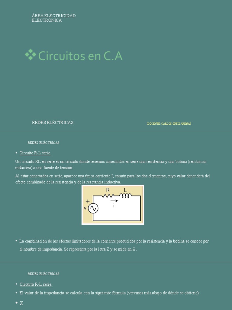 Análisis de circuitos eléctricos en corriente alterna: circuitos R-L, R ...