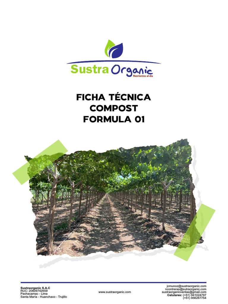Prov Sustraoganic - Compost Bagazo Formula | PDF | Compost | Nutrientes