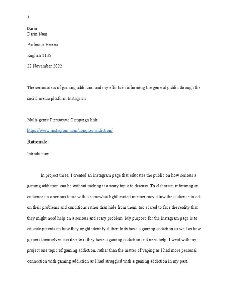 Project Three Multigenre Persuasive Campaign and Rationale | PDF ...