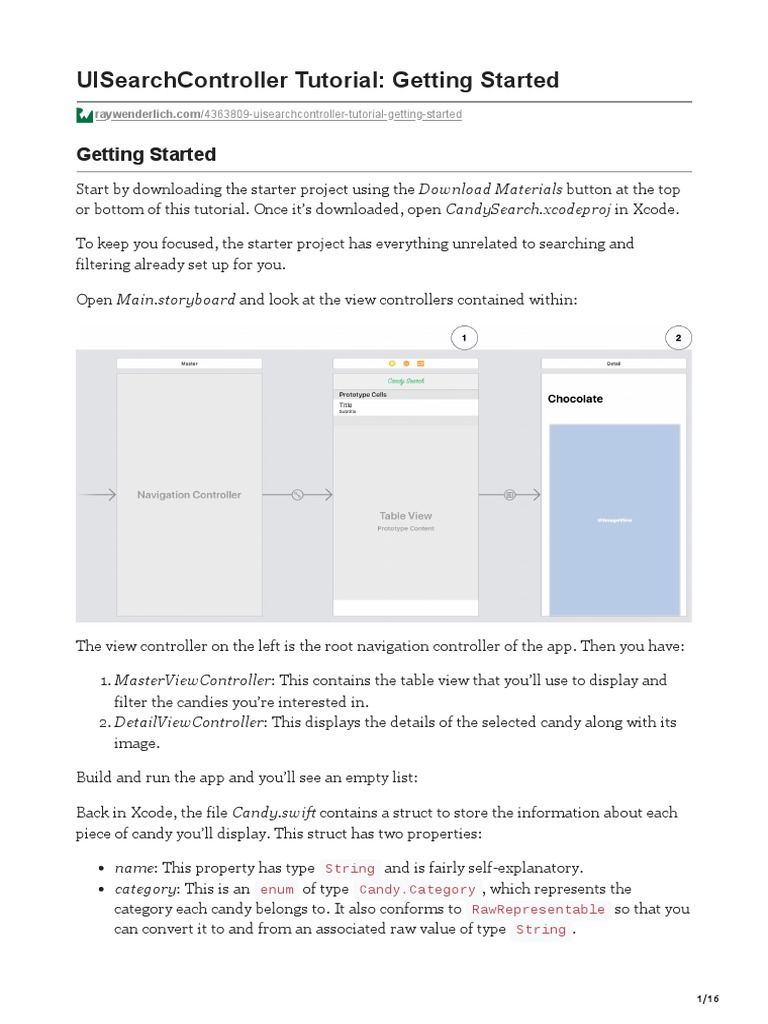 UISearchController Tutorial Getting Started | PDF | Ios | Class (Computer Programming)