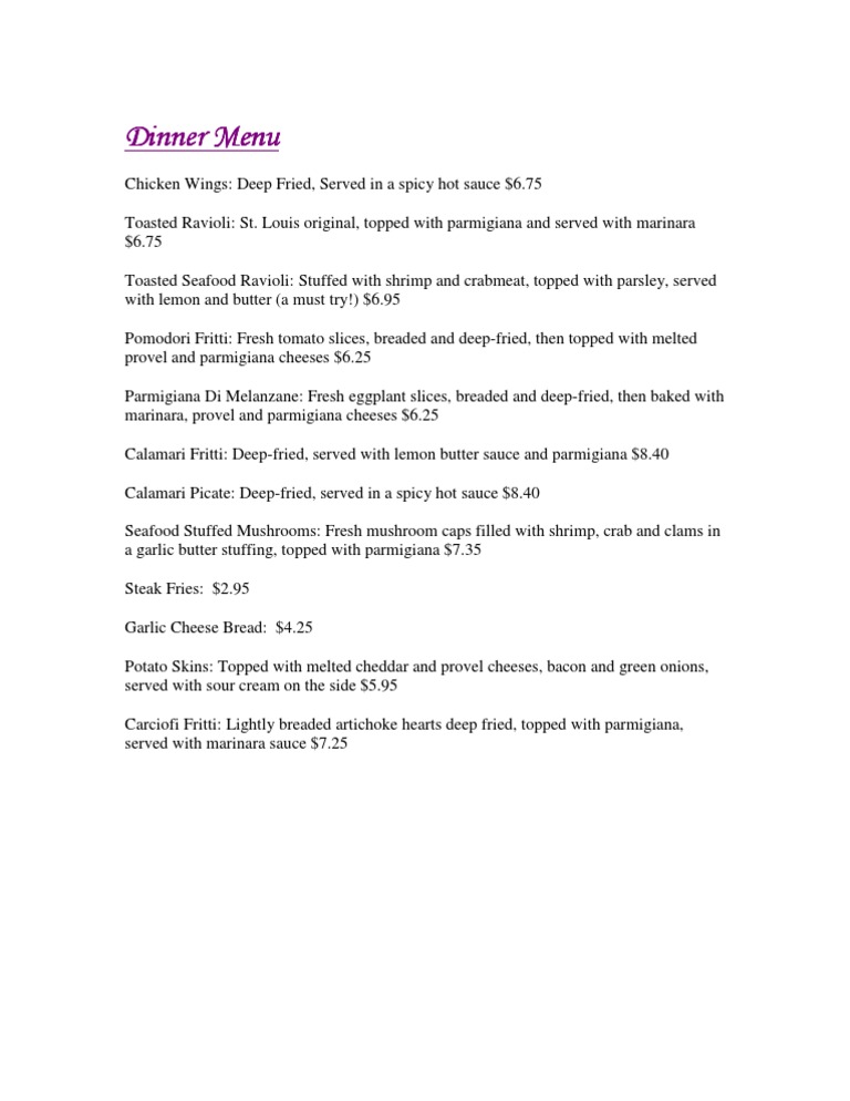 Dinner Menu | PDF