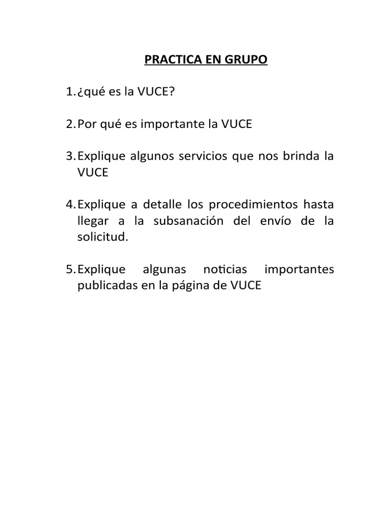 Practica Sobre La Vuce | PDF | Negocios | Finanzas y dinero