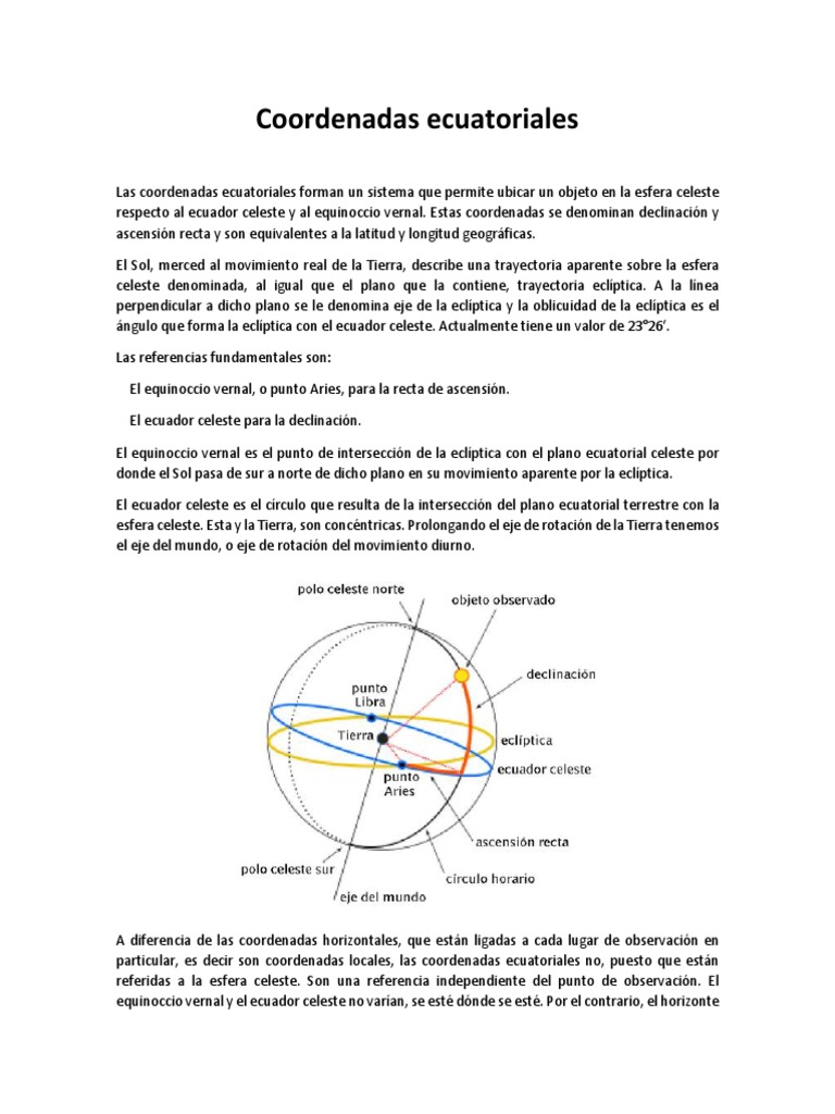 Sistema de Coordenadas Ecuatoriales | PDF