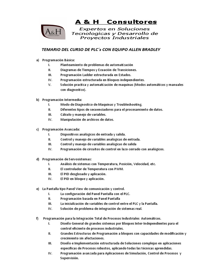 Curso completo de programación de PLCs Allen Bradley cubriendo todos ...