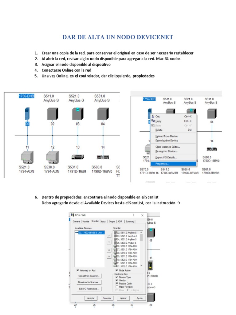 Dar de alta un nodo Devicenet | PDF