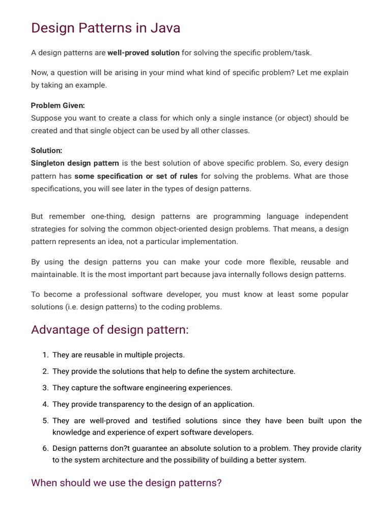 Design Patterns | PDF | Class (Computer Programming) | Method (Computer ...