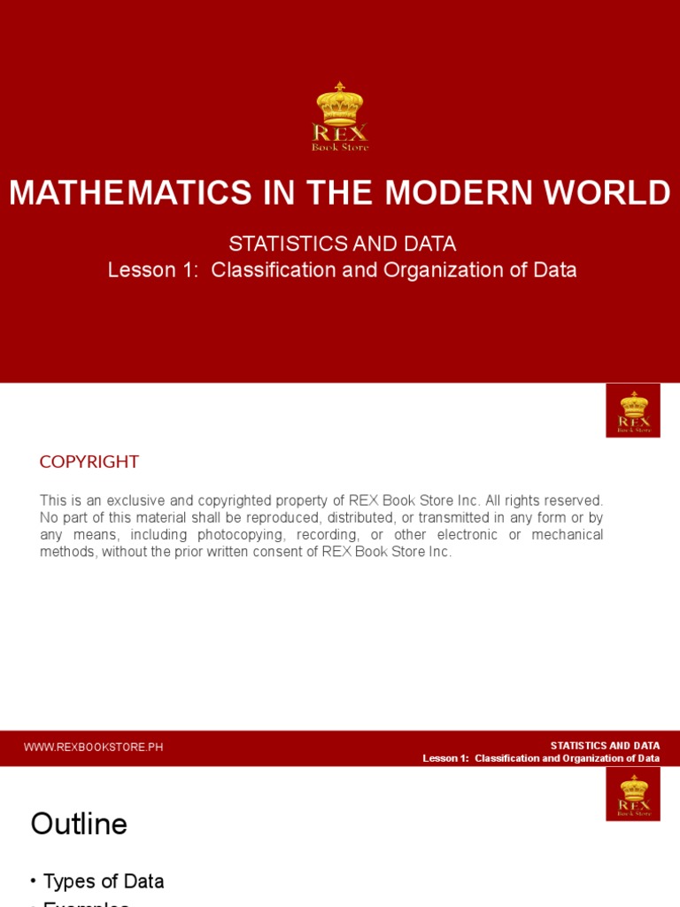 Chapter 4 Lesson 1 Classification and Organization of Data | PDF | Level Of Measurement | Statistics