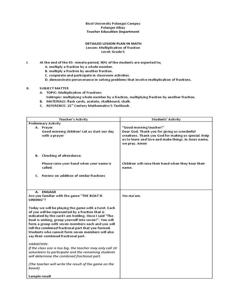 A-DETAILED-LESSON-PLAN-IN-MATH-5-SAMPLE | PDF | Multiplication | Cognition